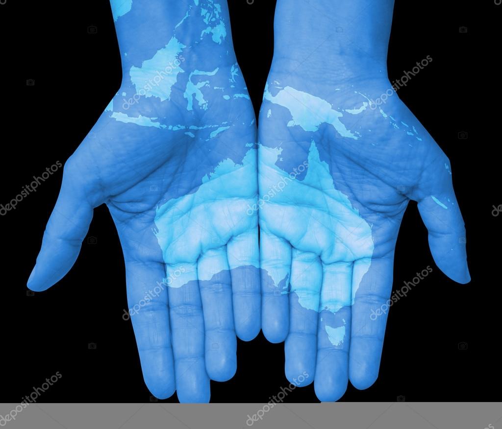 The world in your hands, map, Australia, Oceania — Stock Photo © vampy1 ...