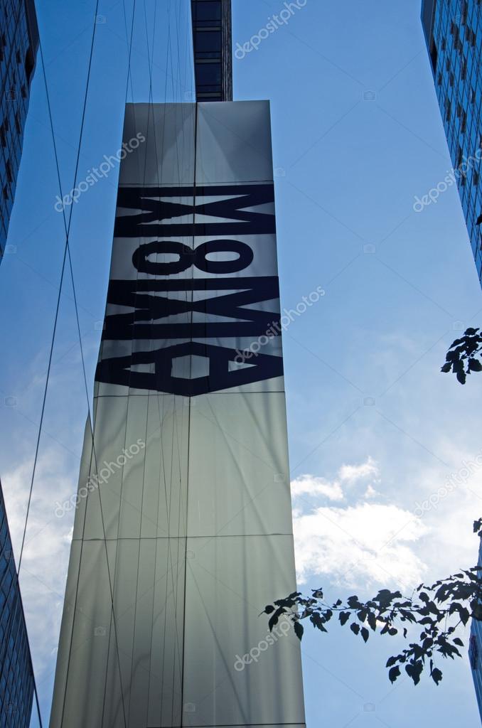 New York City: the sign of the Museum of Modern Art (MoMA), the famous ...