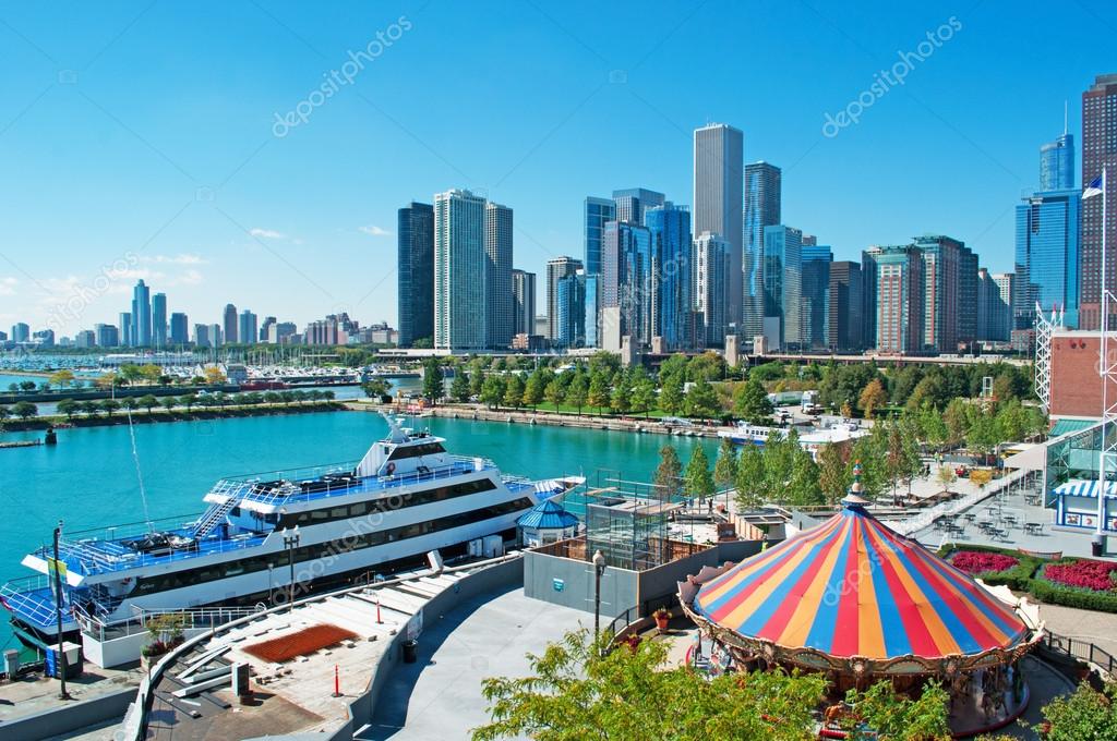 Chicago: vista panorámica del horizonte de la ciudad vista desde el ...