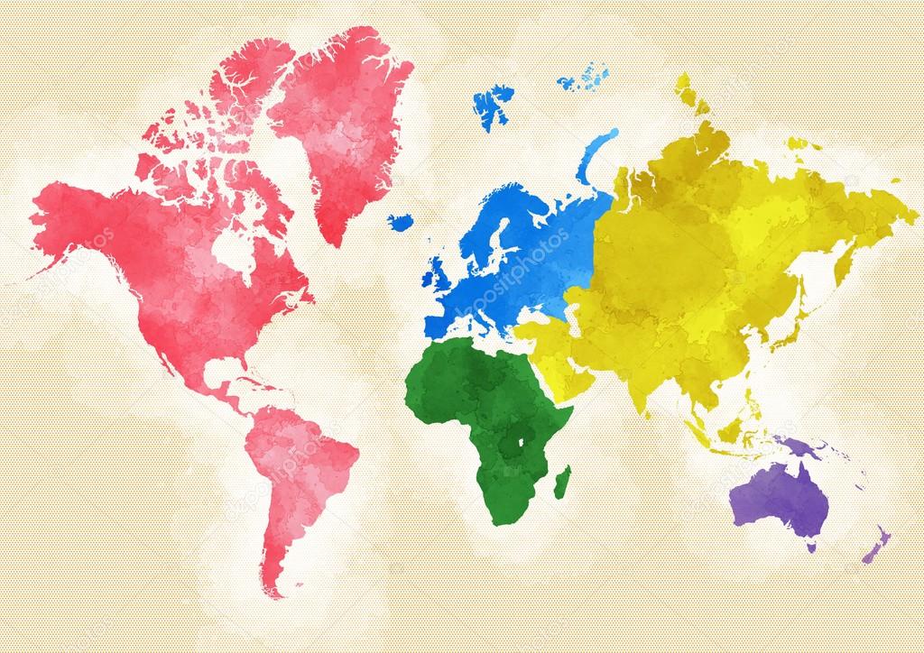 Colorful World map Stock Photo by ©vampy1 98497418