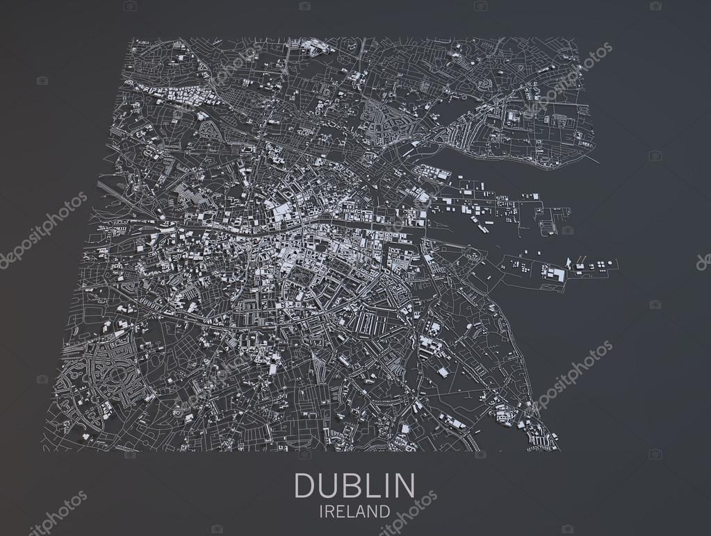 Dublin map satellite view Stock Photo by ©vampy1 99177666