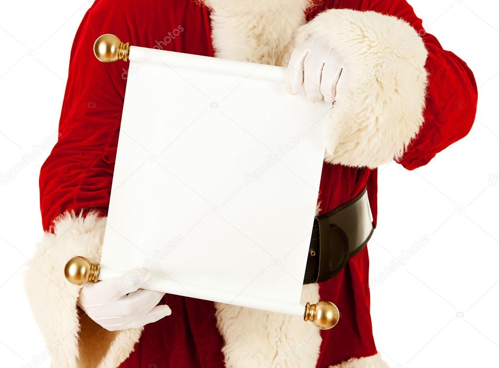 Santa: Holding A Christmas List Scroll Stock Photo by ©sjlocke 52918931