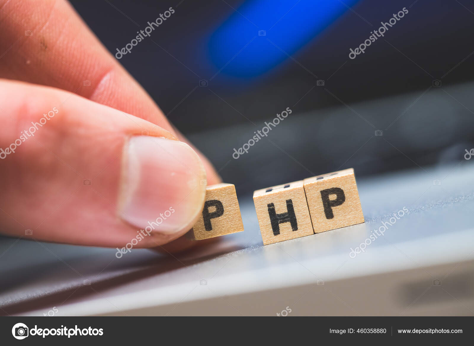 Wooden Cubes Letters Php Lying Laptop Stock Photo by ©patrick ...