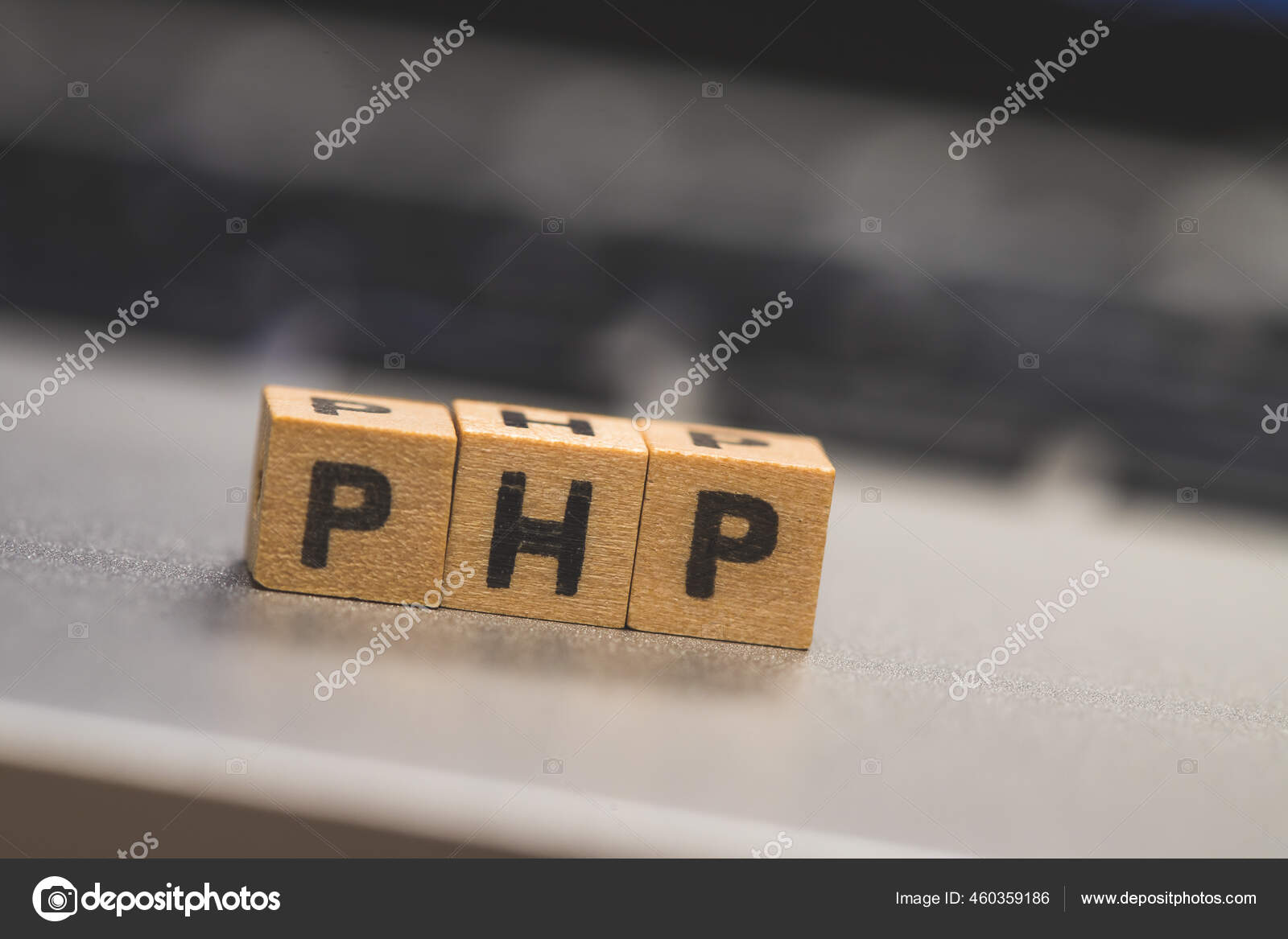 Wooden Cubes Letters Php Lying Laptop Stock Photo by ©patrick ...