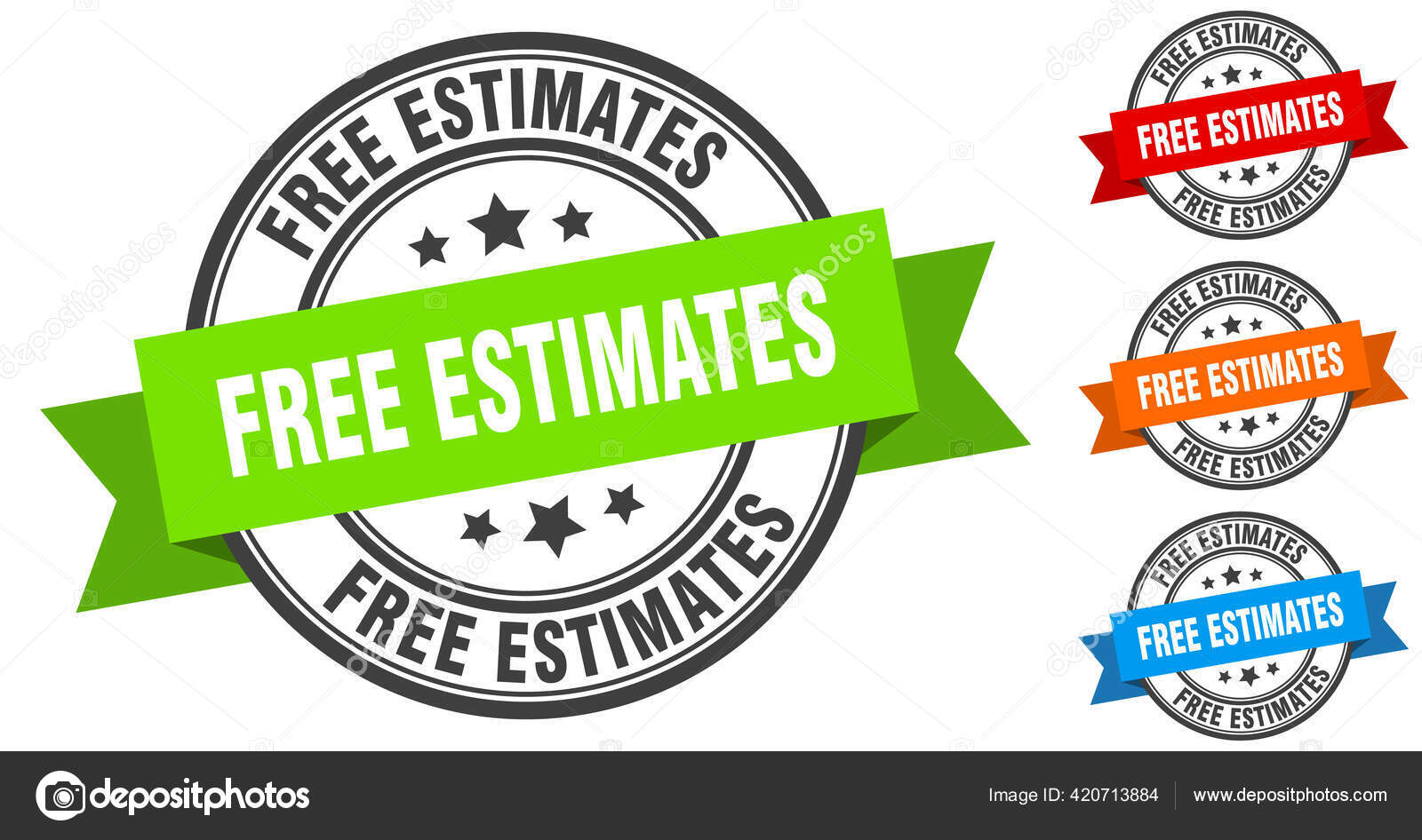 Free Estimates Stamp Band Sign Set Ribbon Label Stock Vector Image by ...