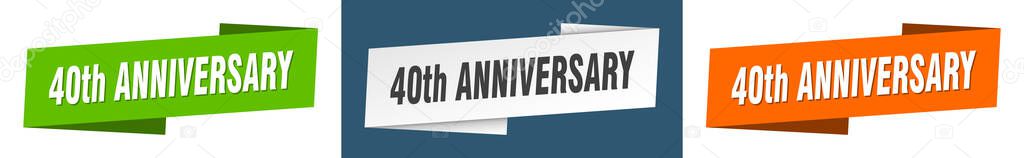Conjunto de letreros de etiqueta de cinta de 40 aniversario. Banner del 40º aniversario 2024