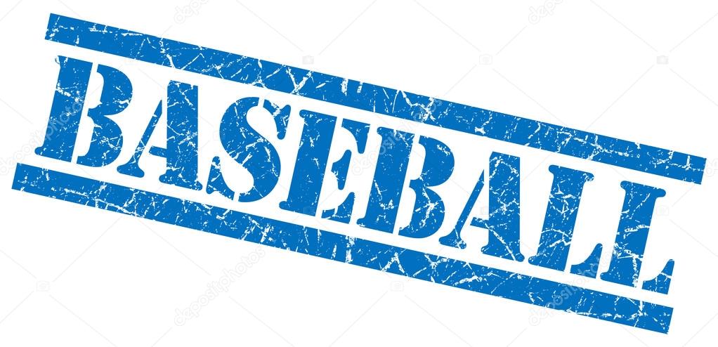 Baseball blue square grungy isolated rubber stamp — Stock Photo ...