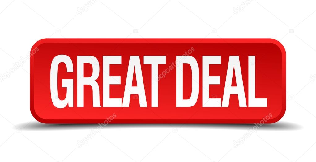 Great deal red 3d square button on white background Stock Vector Image ...