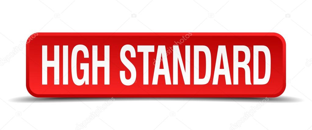 High standard red 3d square button on white background Stock Vector ...