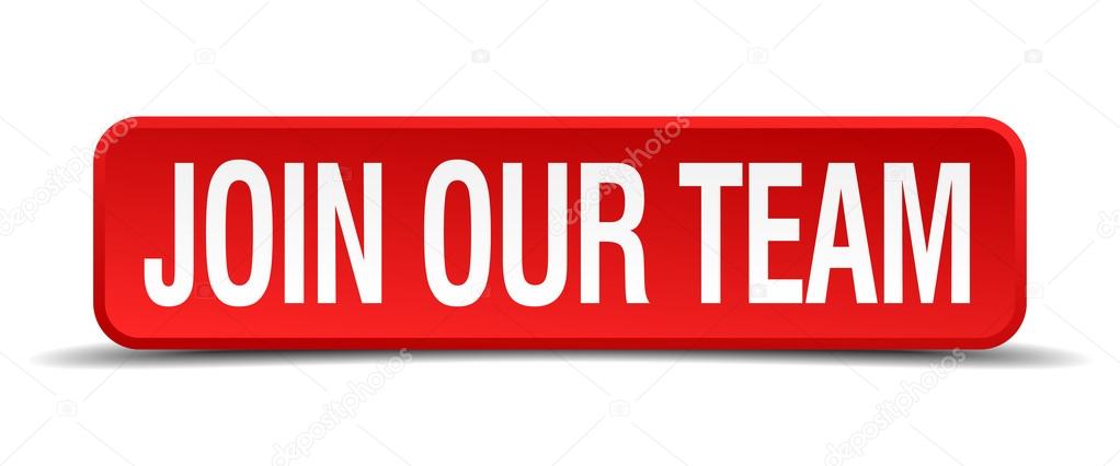 Join our team red 3d square button isolated on white Stock Vector Image ...