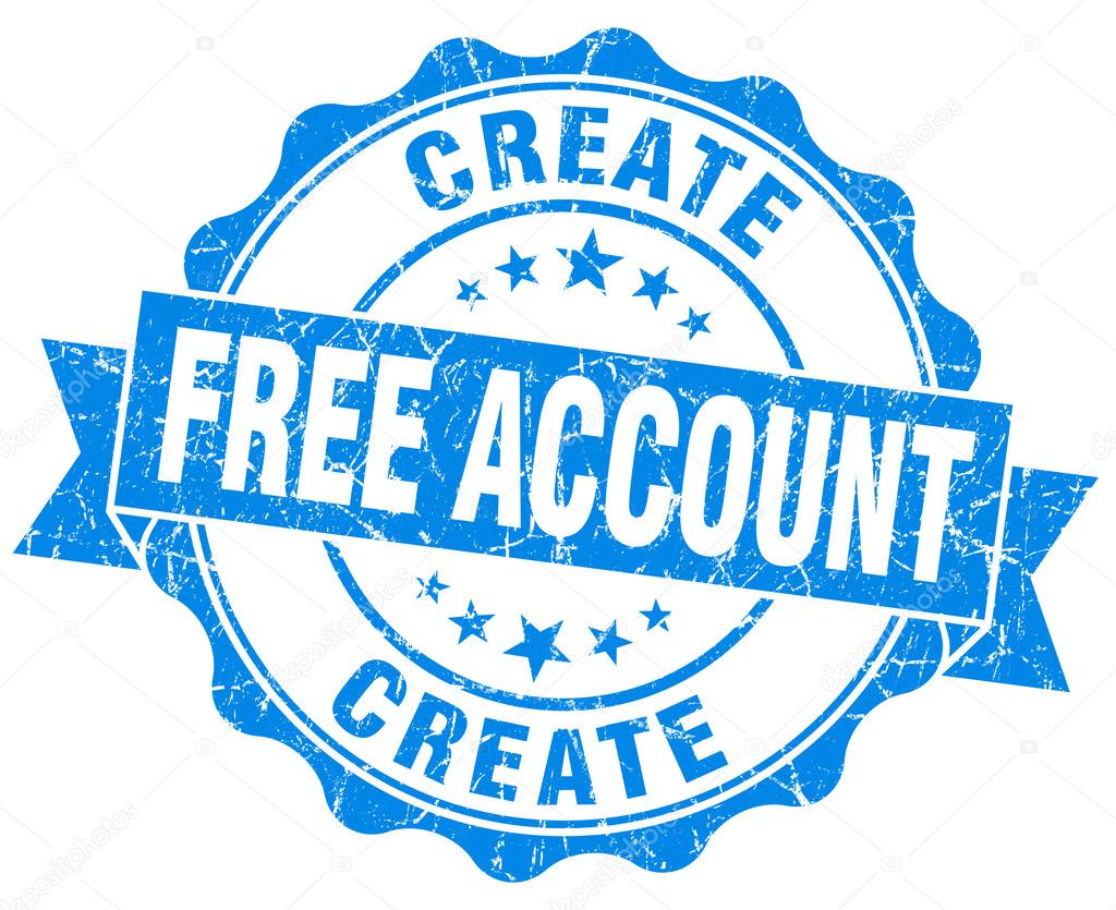 Create free account blue vintage isolated seal — Stock Photo ...