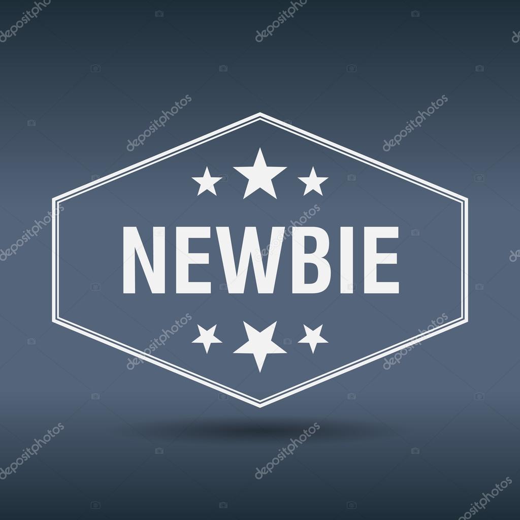 Newbie hexagonal white vintage retro style label Stock Vector by ...
