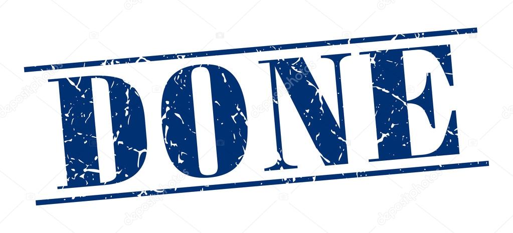 Done blue grunge vintage stamp isolated on white background — Stock ...