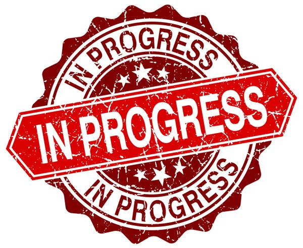 Em progresso grunge selo redondo vermelho fotos, imagens de © Aquir014b #34813181