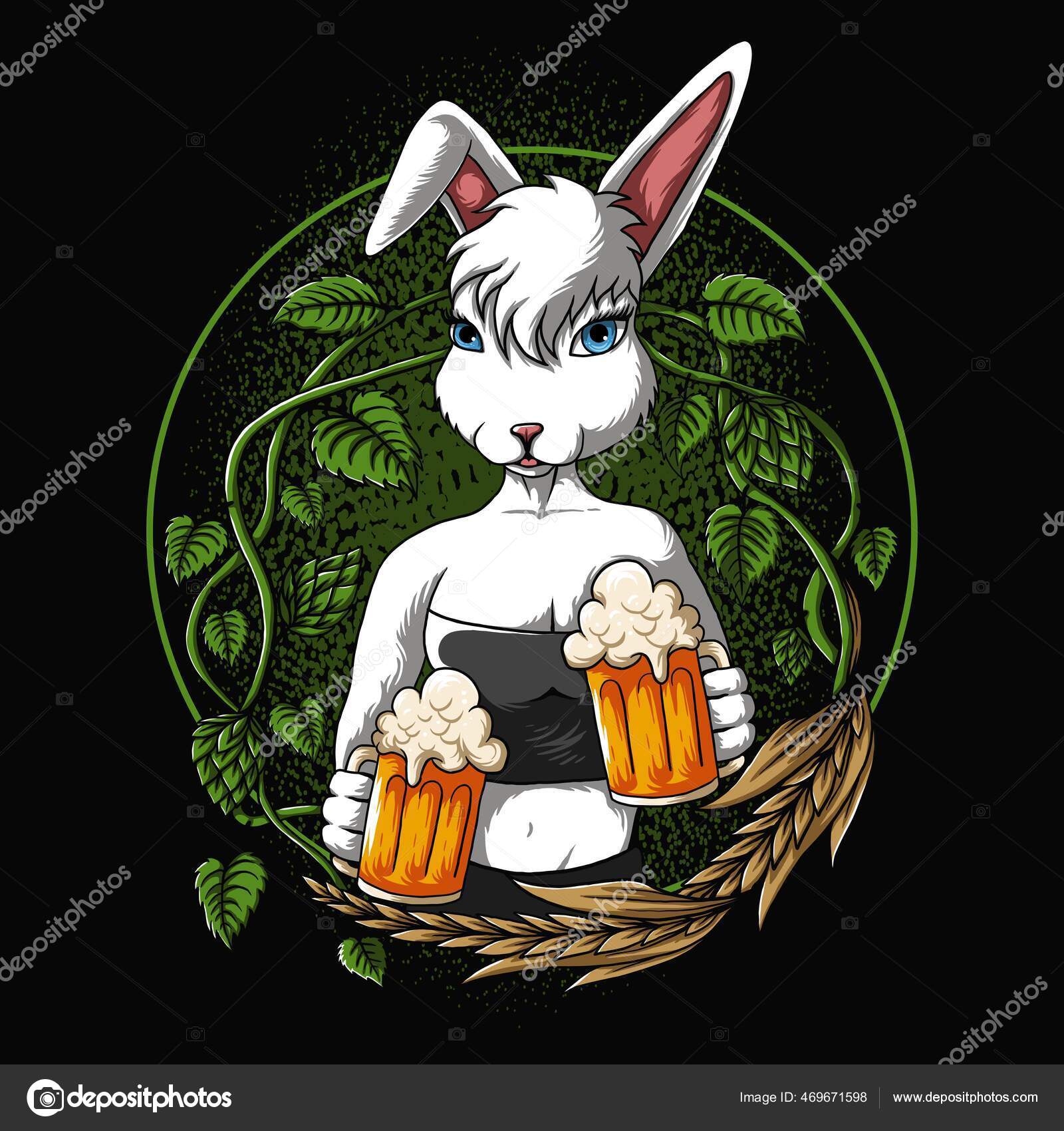 Easter Bunny Drinking Beer
