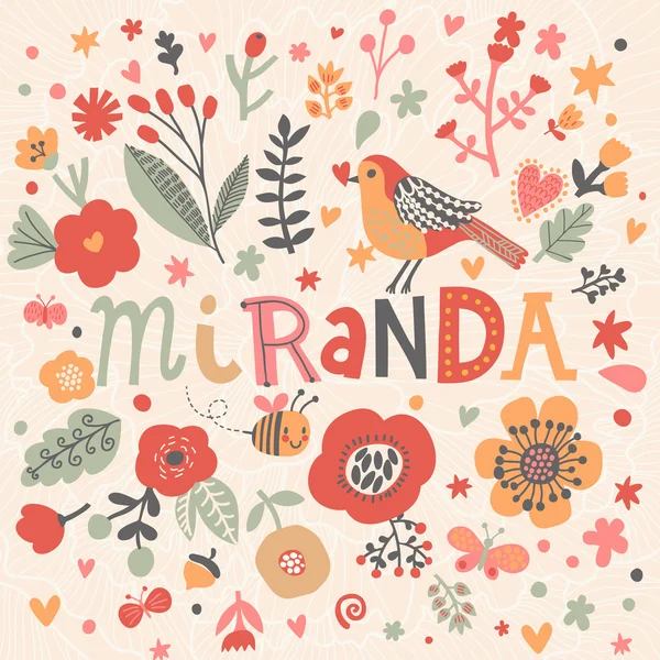 Beautiful floral card with name Amber Stock Vector Image by ...