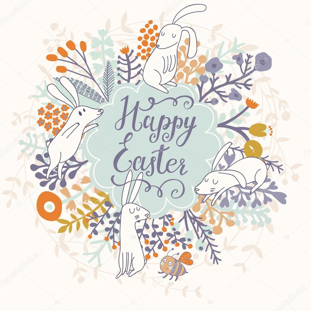 Happy Easter floral card Stock Vector by ©smilewithjul 75032923