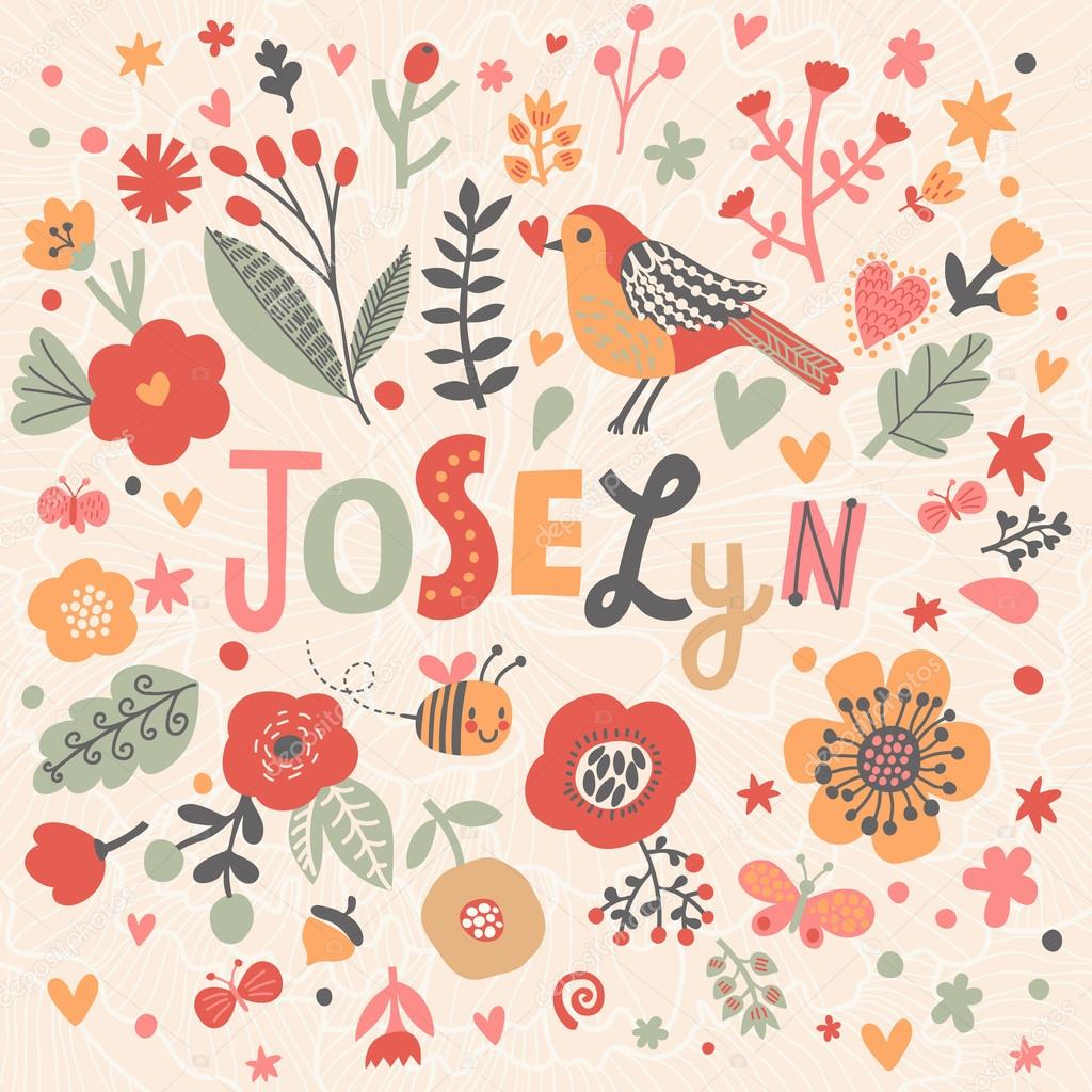 hermosa tarjeta floral con nombre Joselyn 2023