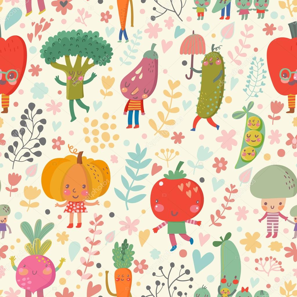 Vegetable Cartoon Background Cartoon Vegetables Background Vectors