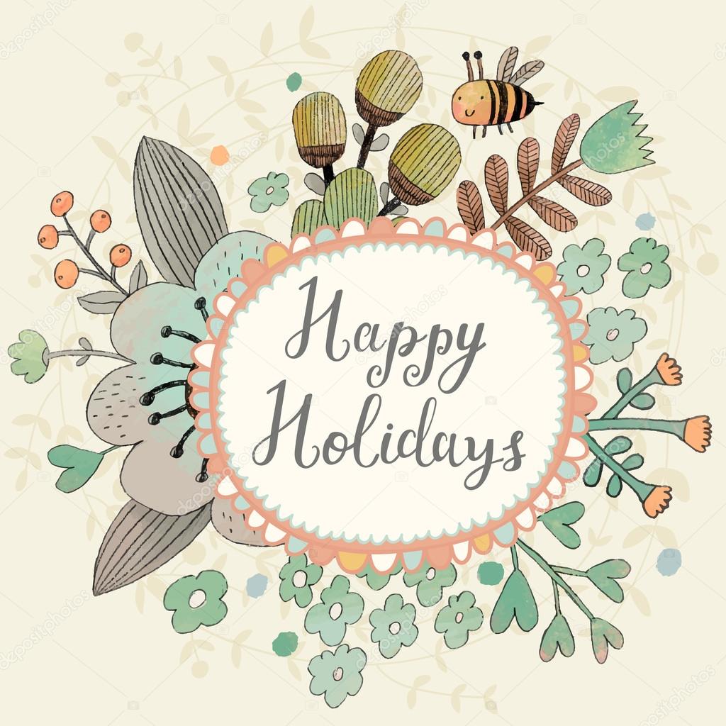 Happy holidays floral card Stock Vector Image by ©smilewithjul #75036961