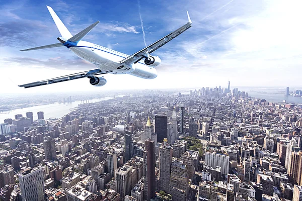 Airplane Flying New York City Usa ⬇ Stock Photo, Image by © dade72n ...