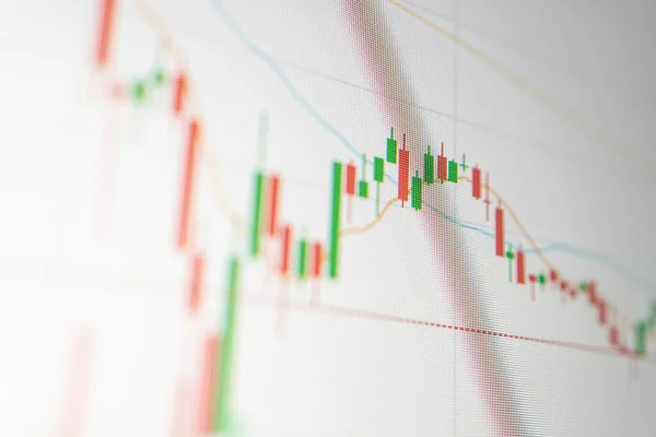 Close up Green and red Candle graph on digital screen. Concept for ...