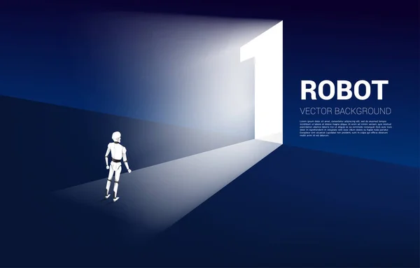 Robot parado frente a la puerta de salida n mero uno. concepto de ...