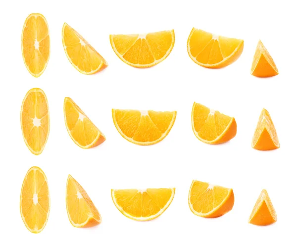 Slice sections of tangerine isolated over the white background Stock ...