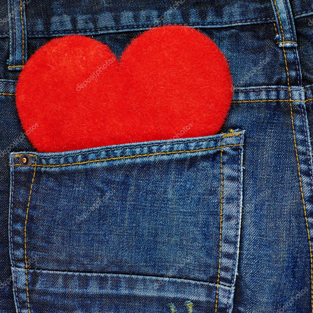 Red heart in a back pocket of a jeans — Stock Photo © exopixel #57848801
