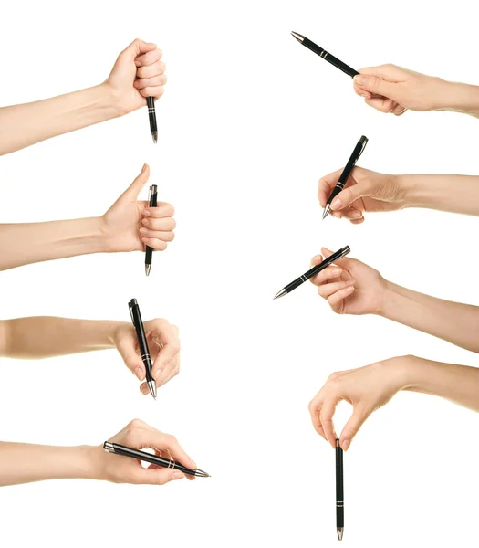 Caucasian hand holding pen isolated Stock Photo by ©exopixel 28892243