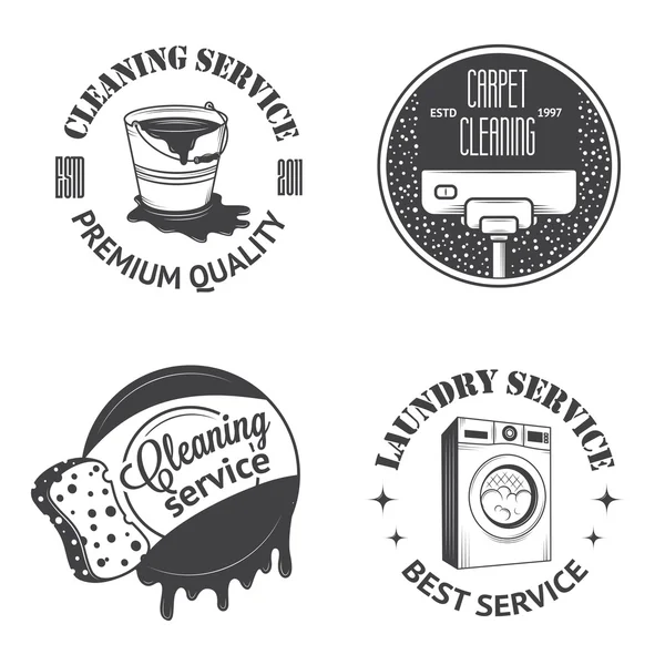 Set of vintage logos, labels and badges cleaning services — Stock ...