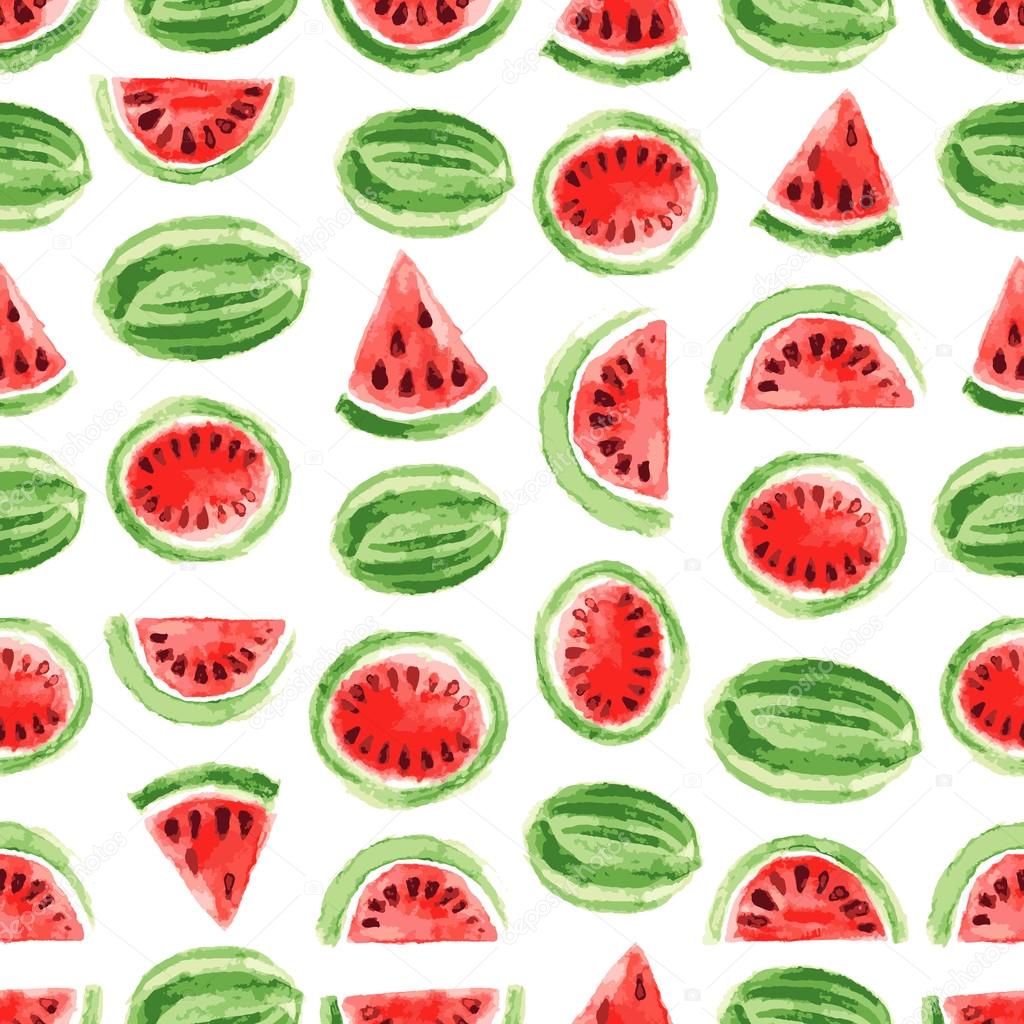 Watercolor watermelon pattern — Stock Vector © DashaG #69773651