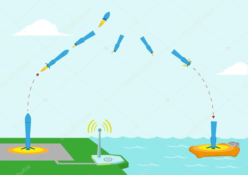 Different Stages diagram of a Reusable Rocket concept. Editable Clip ...