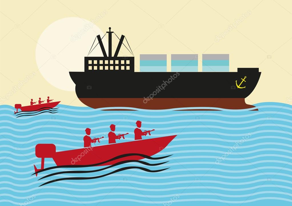 Clipart: maritime safety | Modern Maritime Pirates Attacking Cargo Ship ...