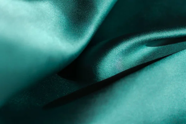 Blue Green Satin Fabric Smooth Silk Fabric Cut Table Shiny — Stock ...