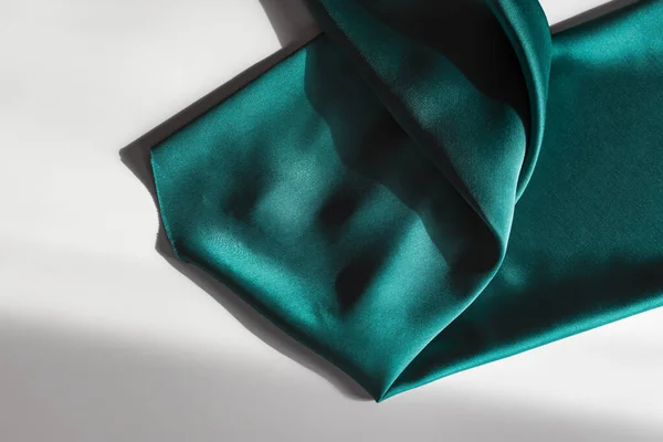 Blue Green Satin Fabric Smooth Silk Fabric Cut Table Shiny — Stock ...
