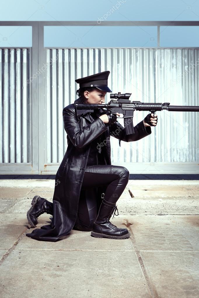 Pointing woman soldier — Stock Photo © Couperfield #62368679