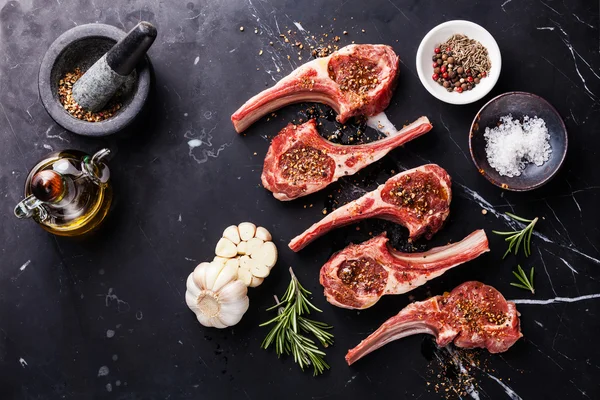 Meat mutton lamb ribs with herbs - Stock Image - Everypixel