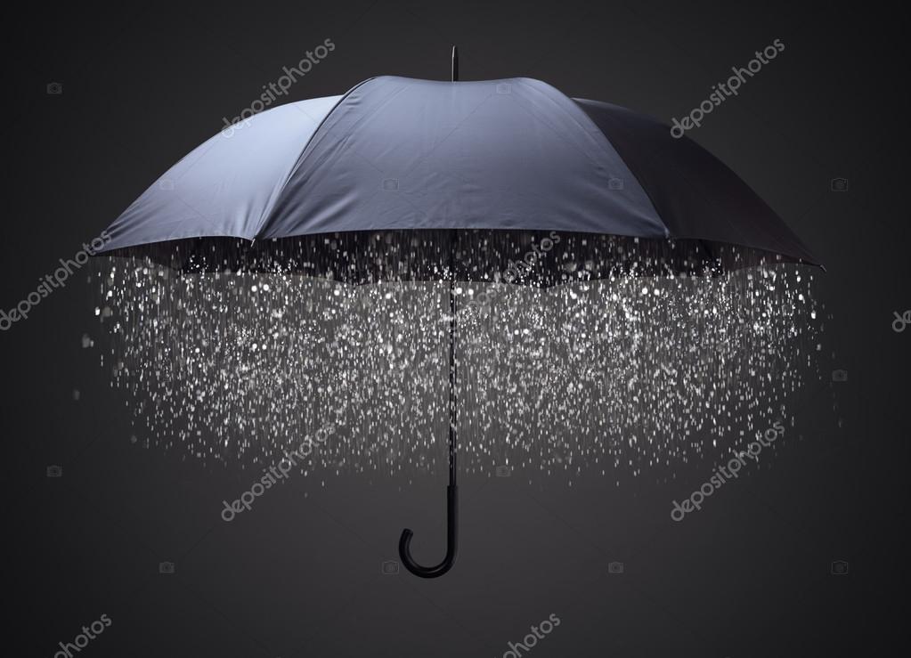 Rain Falling On Umbrella