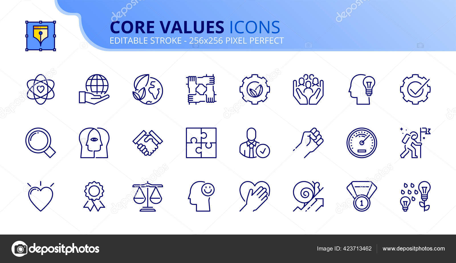 Outline Icons Core Values Business Concepts Contains Icons Personal ...