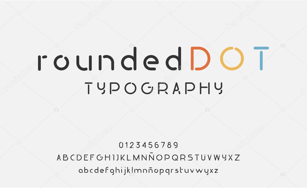 Tipografía redondeada con puntos. Fuentes Alphabet mayúsculas y ...