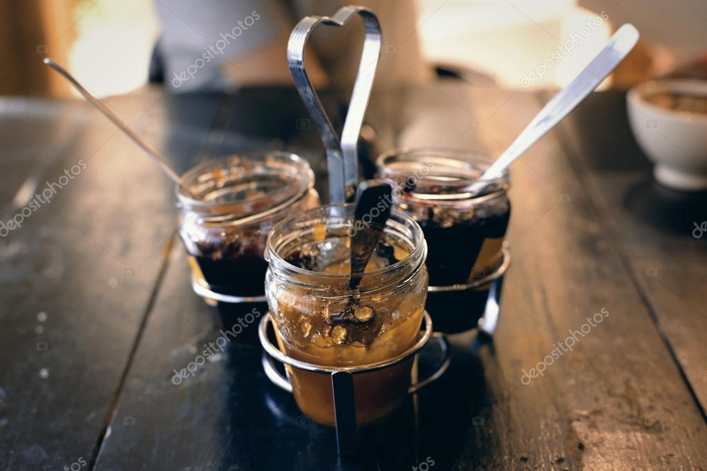 Three jars with different jam Stock Photo by ©dorian2013 117745816