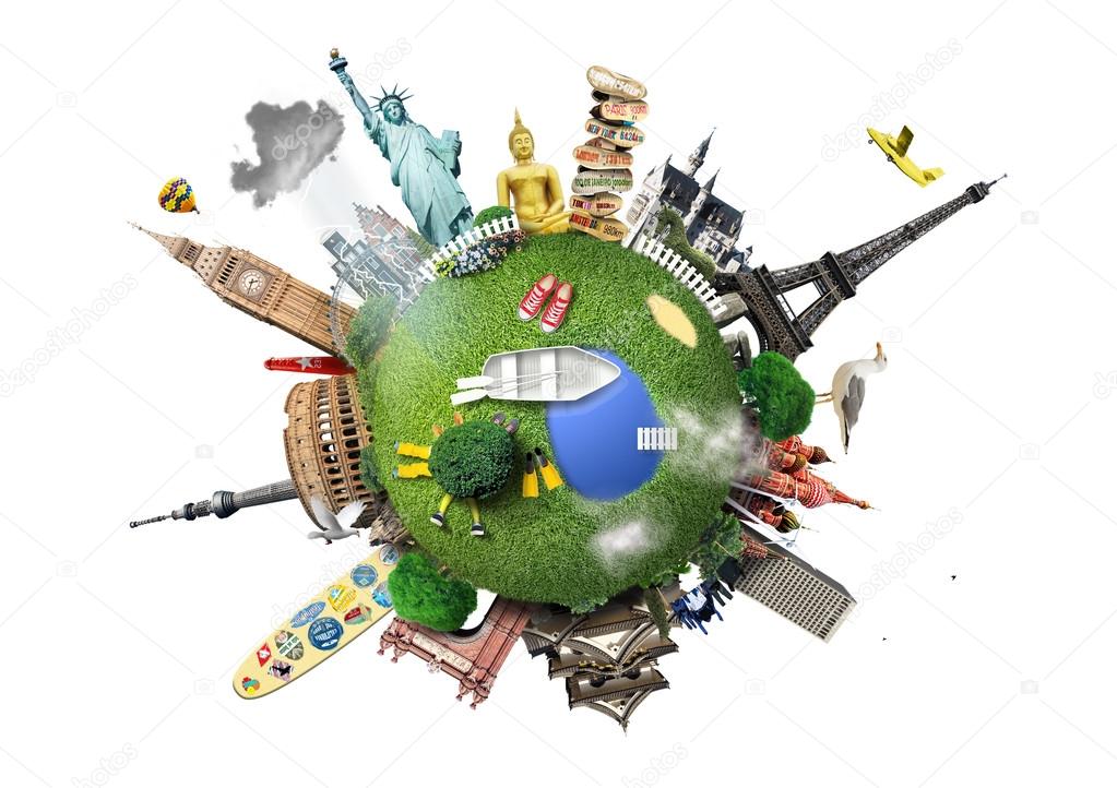Small planet with landmarks — Stock Photo © dorian2013 #84380926