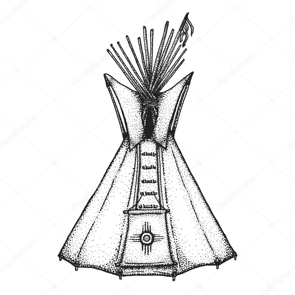 Hand drawn indian tipi vintage illustratio Stock Vector Image by ...