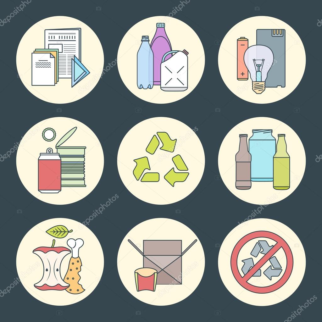 Vector recycle waste segregation icon — Stock Vector © TRIKONA #107467642