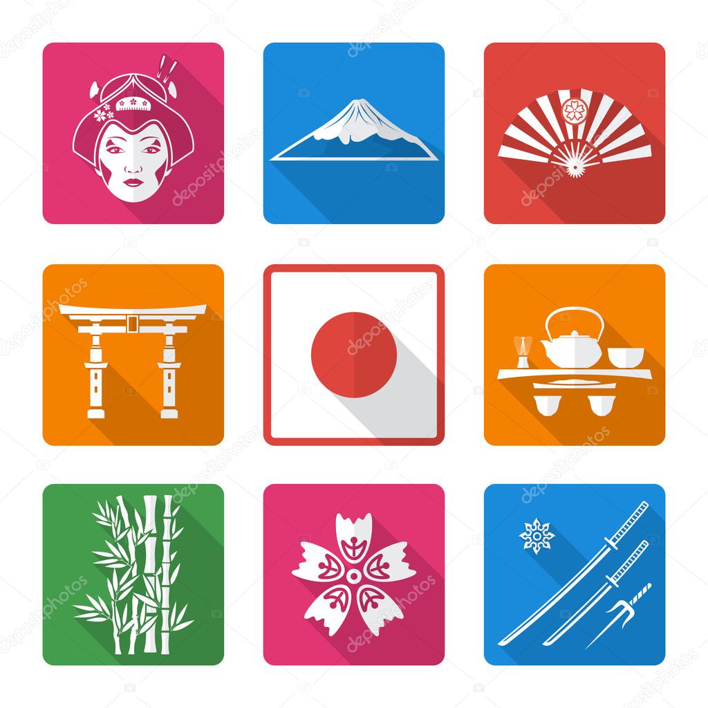 White solid flat style japan icons se Stock Vector Image by ©TRIKONA ...