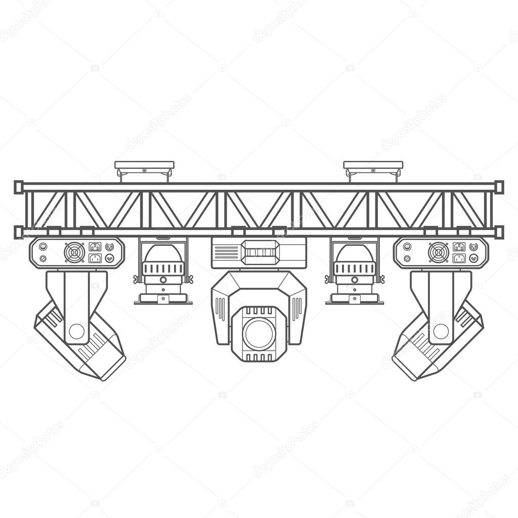 outline stage metal truss concert lighting equipmen — Stock Vector ... outline stage metal truss concert lighting equipmen — Stock Vector ...