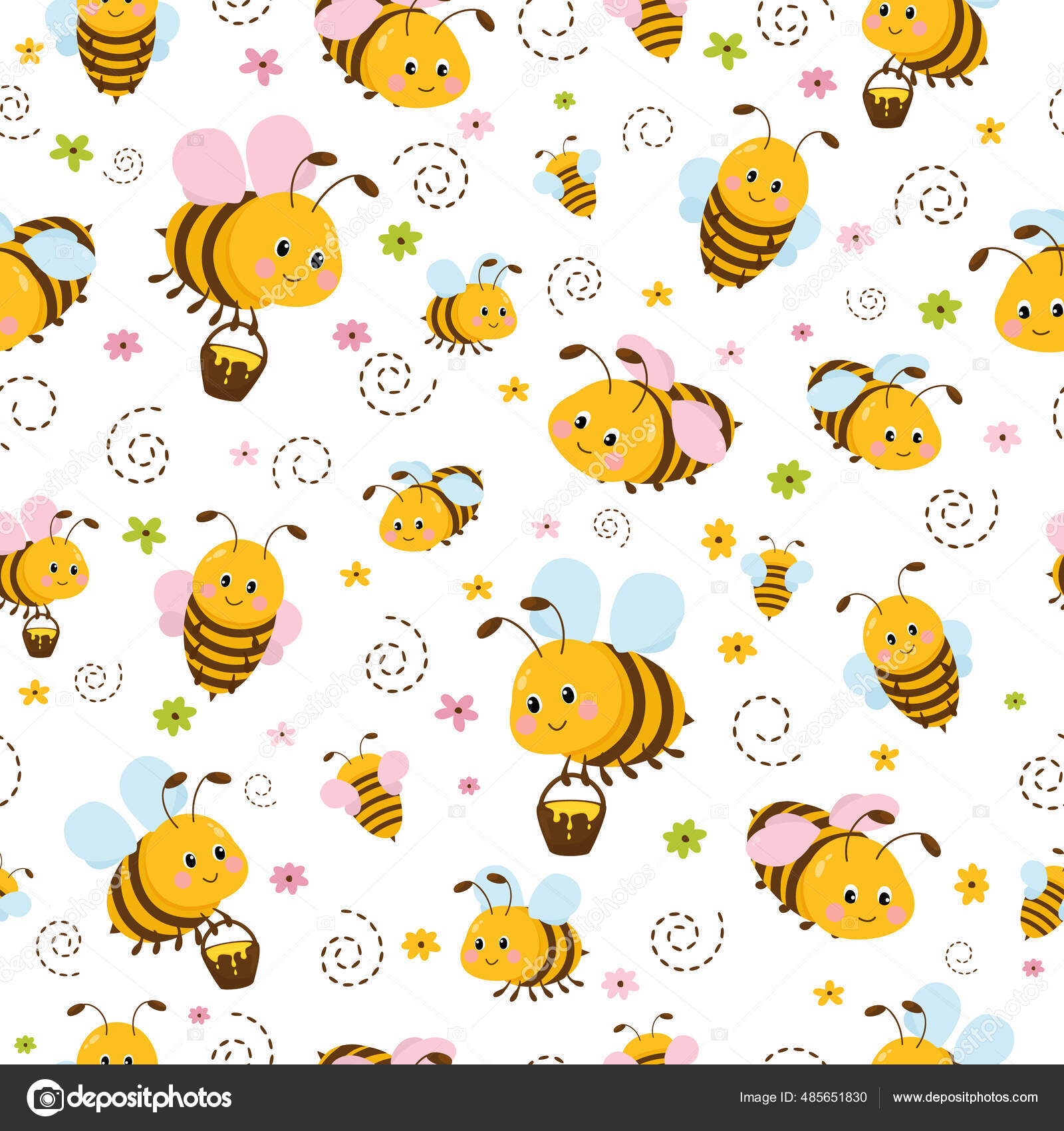 Vector of cute bees pattern Stock Vector by ©Janna77 485651830