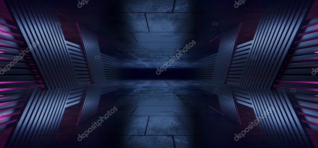 Realista Alien Sci Fi Futurista Concreto Asfalto Almacén Nave espacial ...