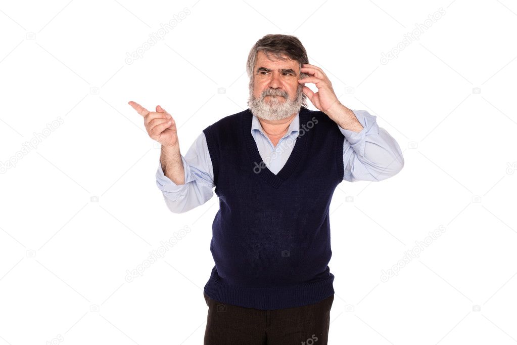 Old man isolated on white Stock Photo by ©brasoveanub 109682466